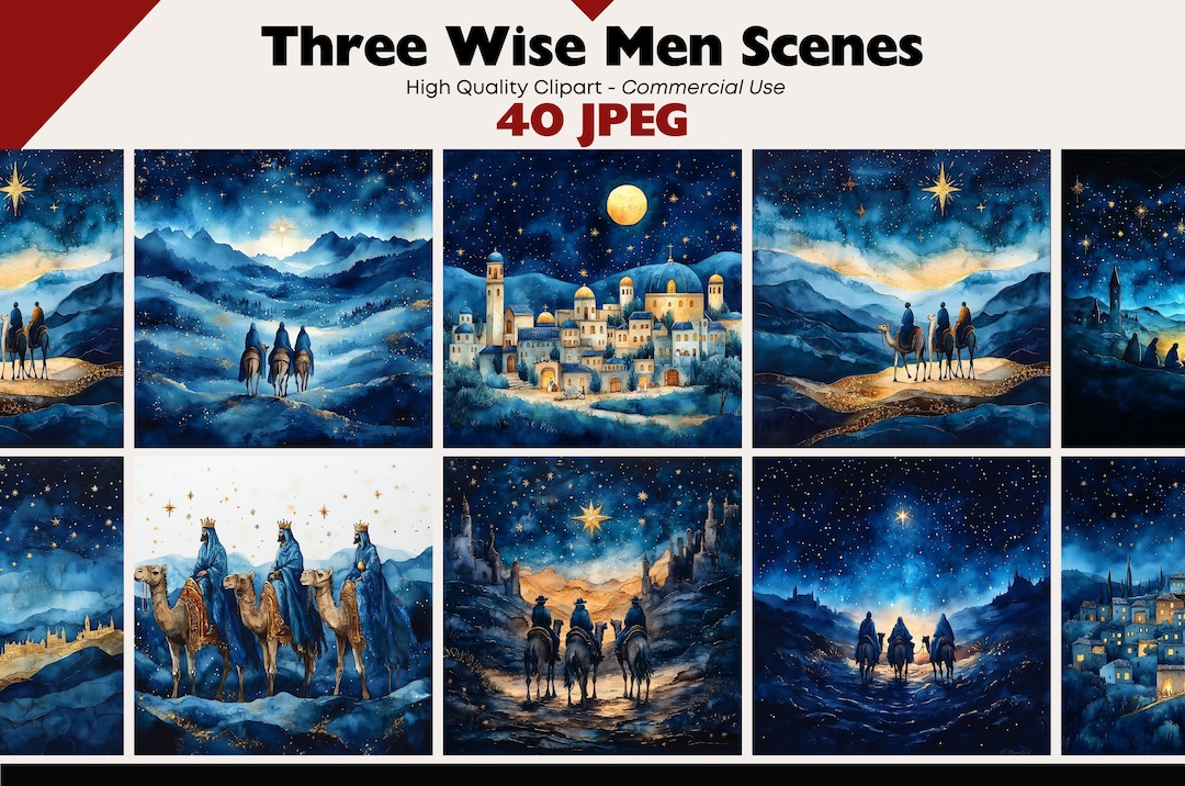 Three Wise Men Scene Clipart Bundle Nativity Scene Graphics Digital ...