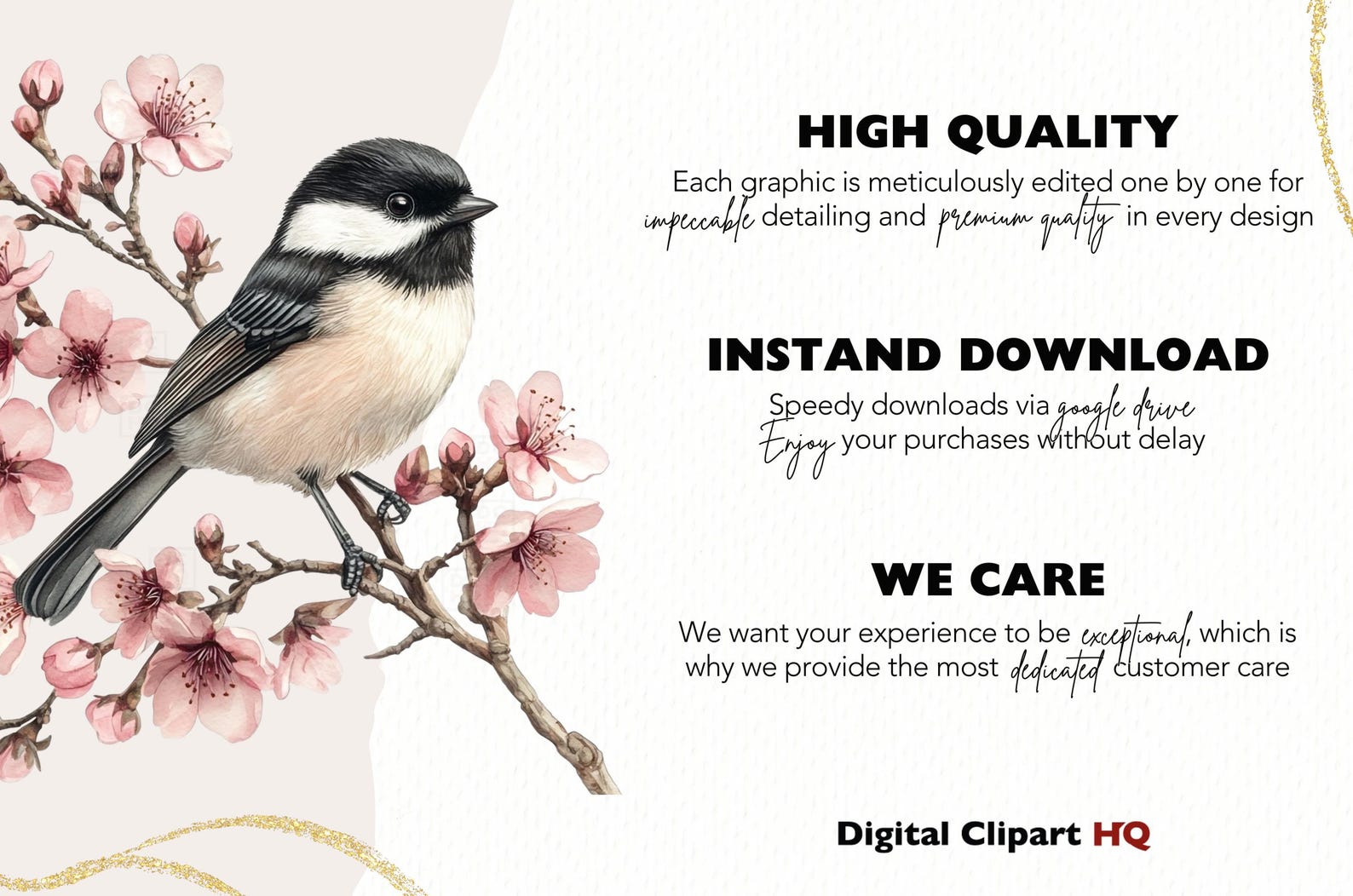 Cherry Blossom Chickadees Clipart – 70 Romantic Spring Bird Pngs for ...