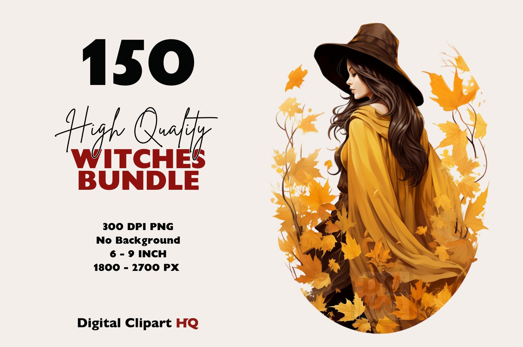 Whimsical Witch Clipart Bundle, Witch PNG, Mystical Watercolor, Magic ...