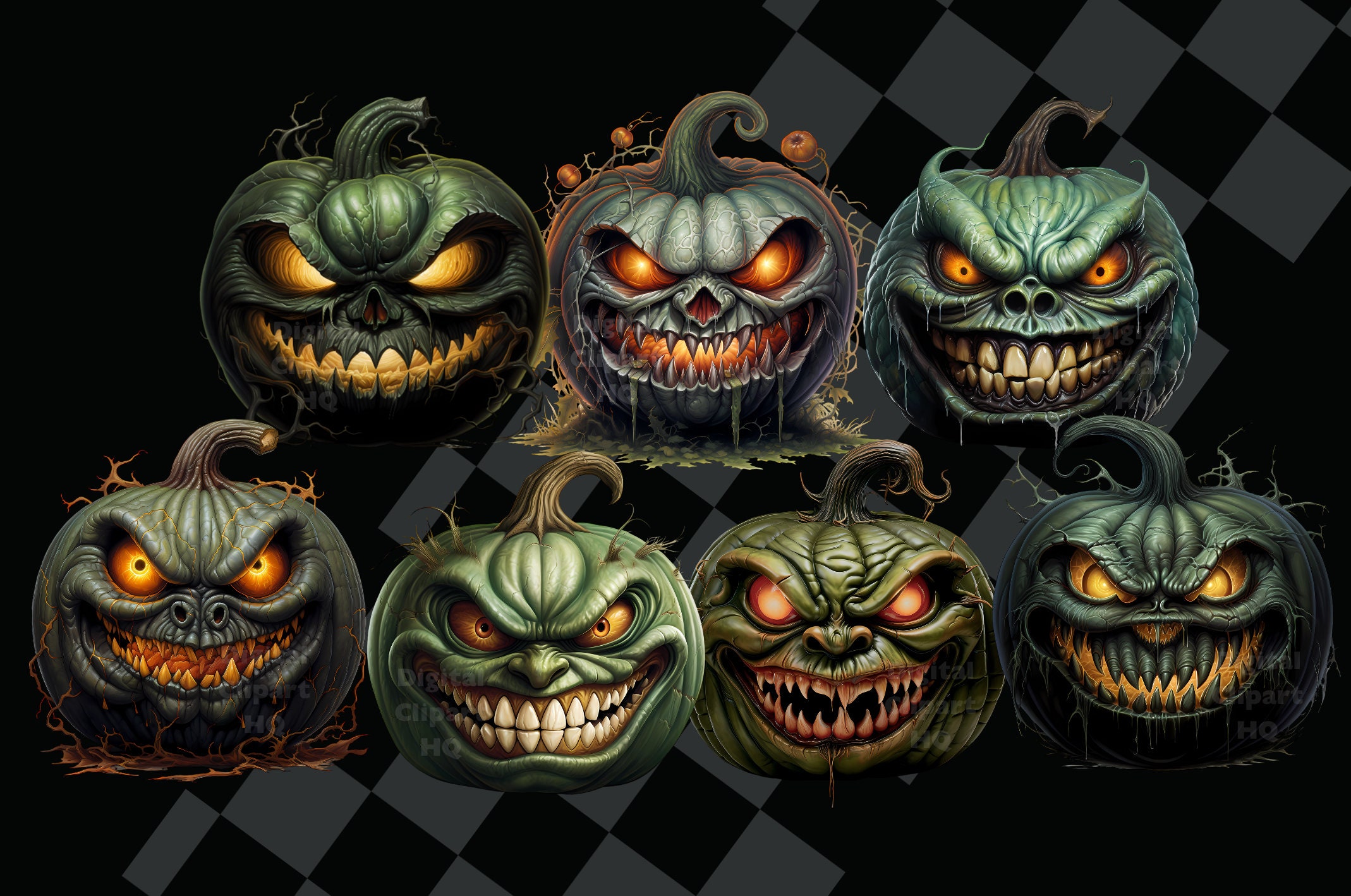 Scary Pumpkin Clipart Horror Digital Download PNG Pumpkin - Etsy