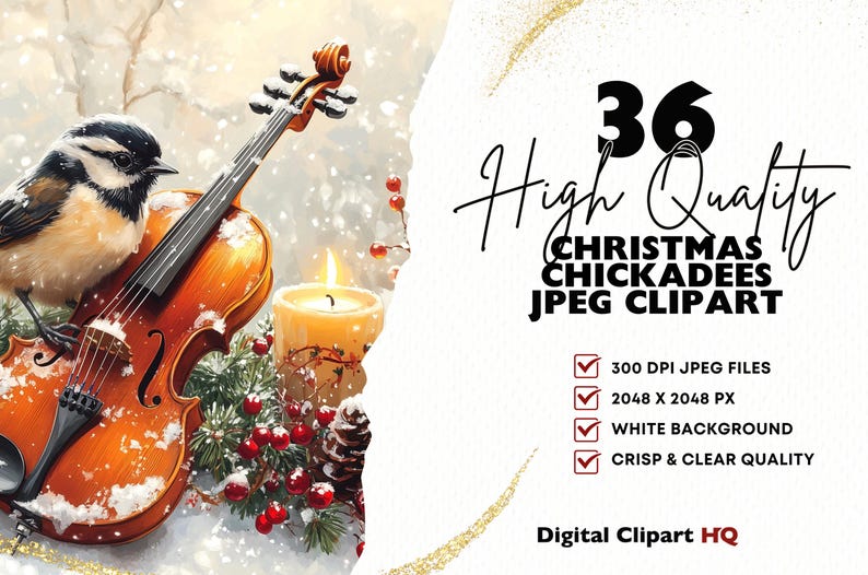 Christmas Chickadees Clipart, Winter Bird Lantern Scenes, Snowy Holiday ...