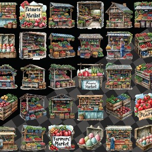 Farmers Market Clipart Bundle, Spring Market Watercolor, Farm Printable ...