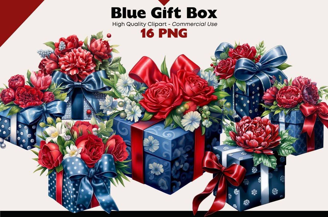 Christmas Gift Box Clipart Bundle Yuletide Decor Graphics Png Christmas ...