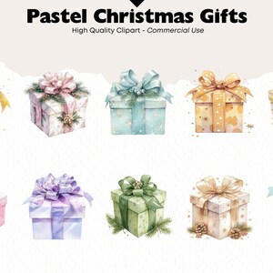 Pastel Christmas Gifts Clipart Bundle Traditional Winter Graphics ...