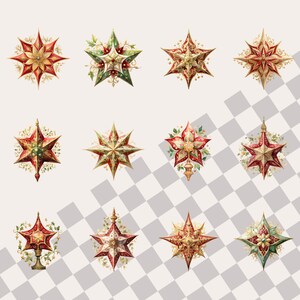 Christmas Star Clipart Bundle, Christmas Ornaments Watercolor, Cute ...