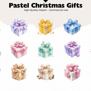 Pastel Christmas Gifts Clipart Bundle Traditional Winter Graphics ...