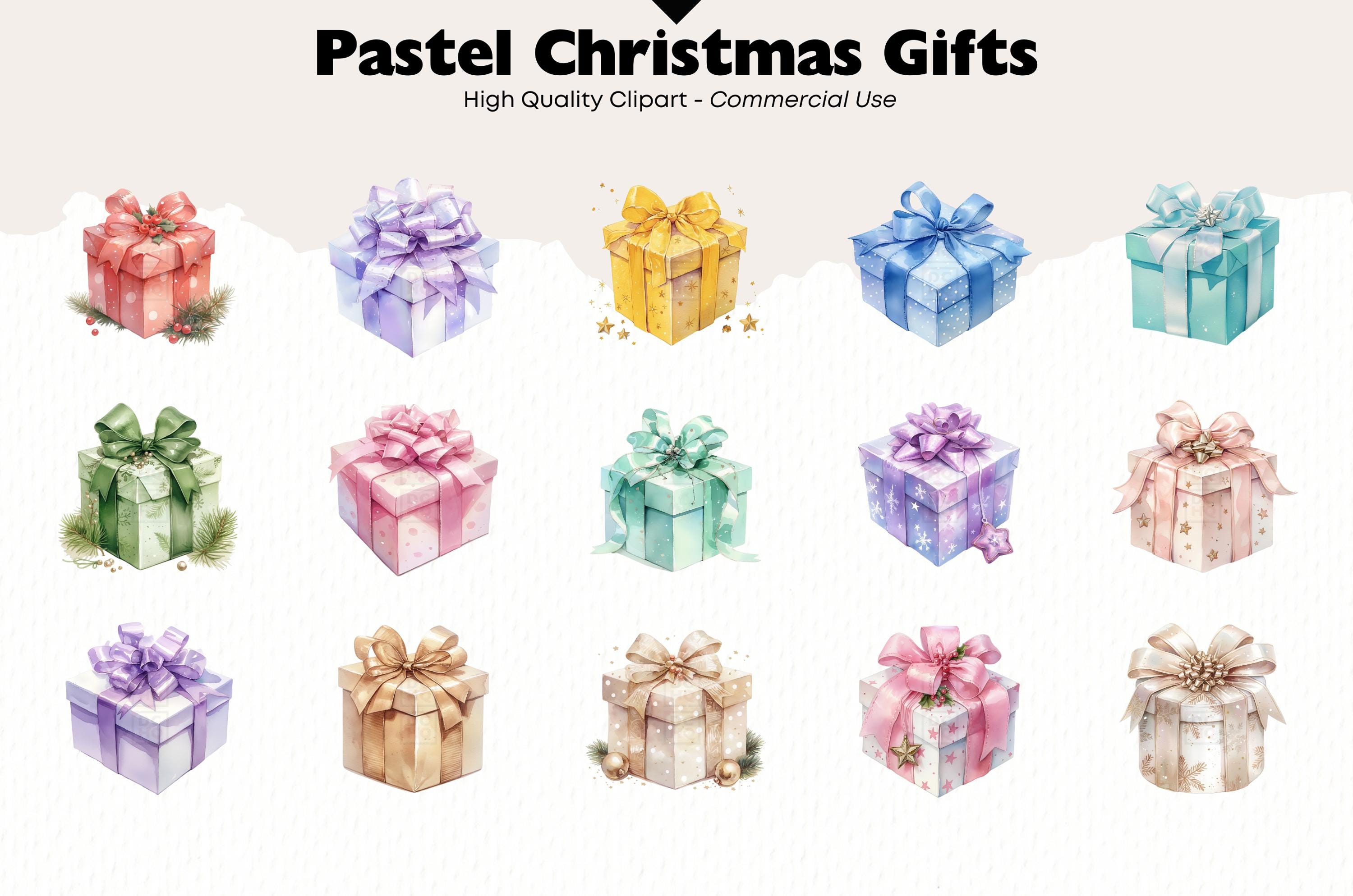 Pastel Christmas Gifts Clipart Bundle Traditional Winter Graphics ...