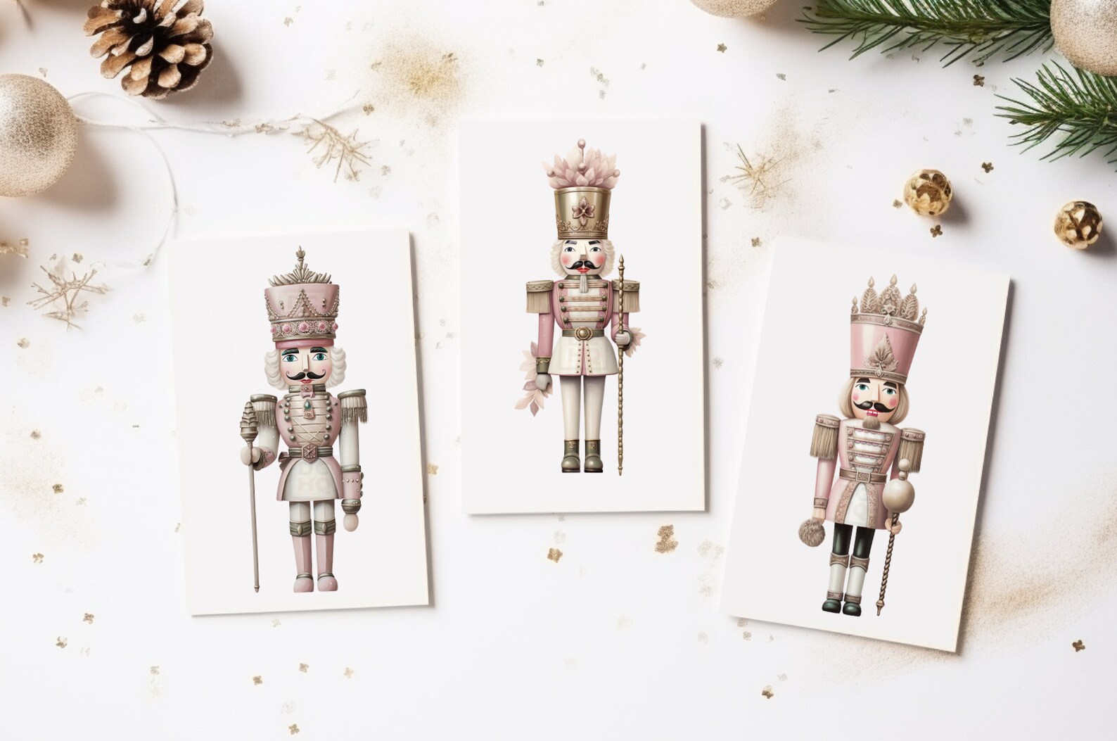 Pink Christmas Nutcracker Clipart Set, Yuletide Watercolor, Cute ...