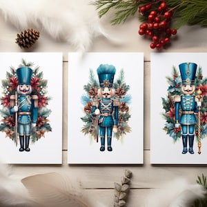 Christmas Nutcracker Clipart Bundle, Blue Nutcrackers Watercolor, Cute ...