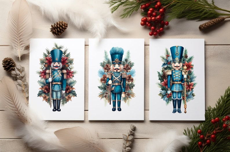 Christmas Nutcracker Clipart Bundle, Blue Nutcrackers Watercolor, Cute ...