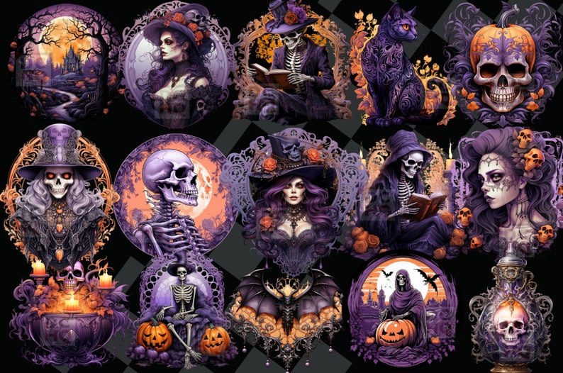 Halloween Witch Clipart Bundle Zombie Witch PNG Scary - Etsy