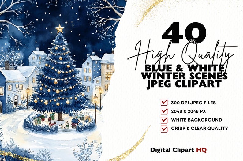 Winter Scenes Clipart Bundle Snowy Landscapes Graphics Digital Download ...