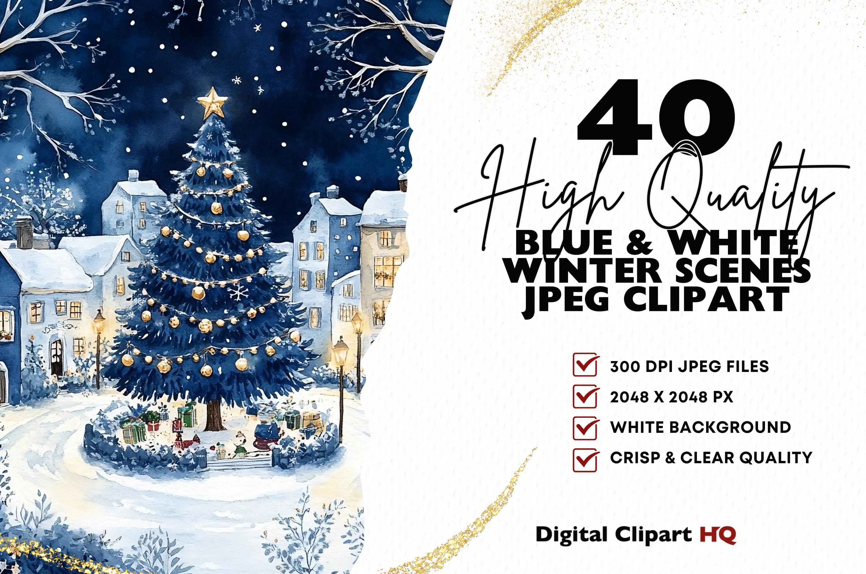 Winter Scenes Clipart Bundle Snowy Landscapes Graphics Digital Download ...