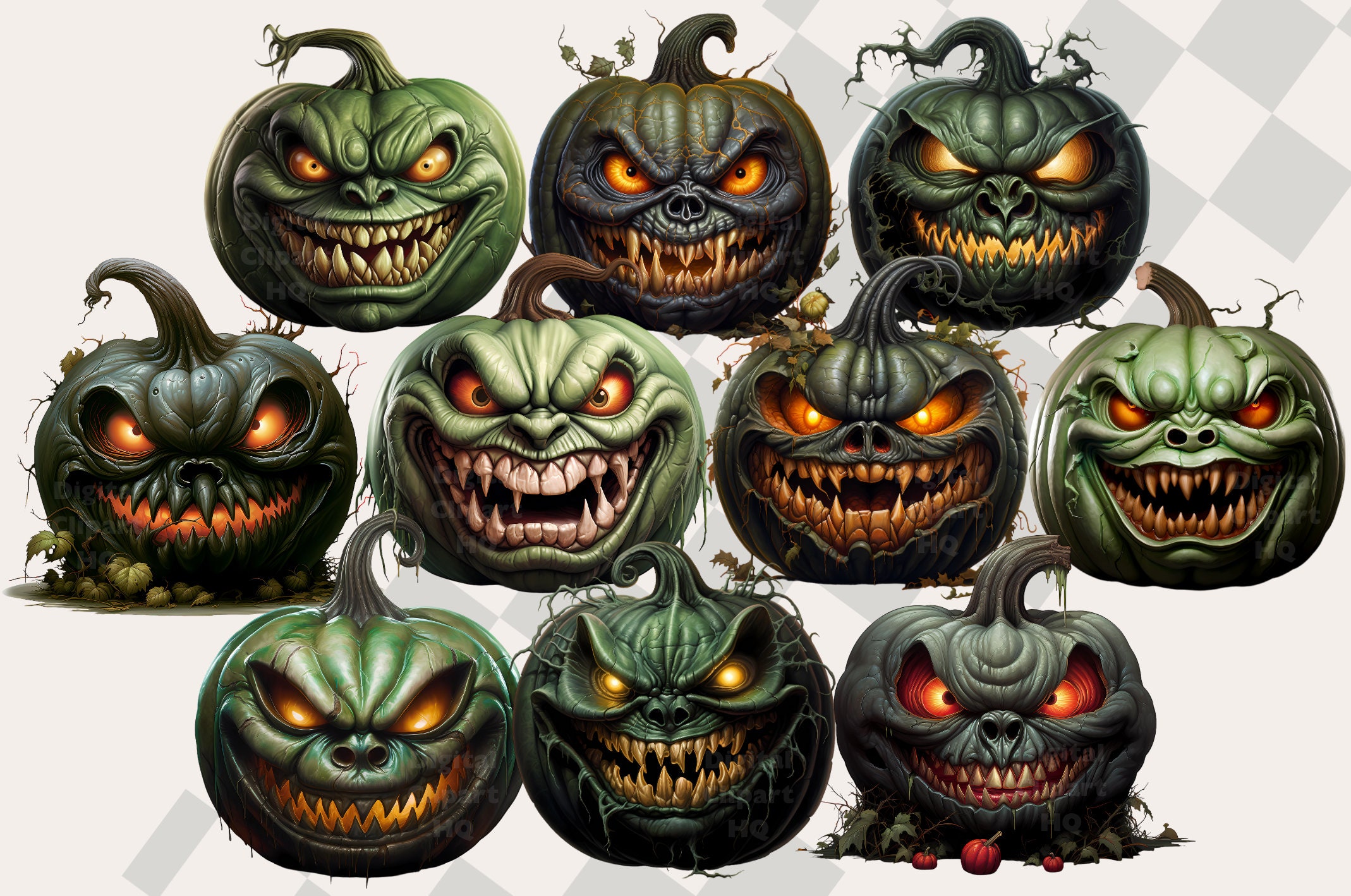 Scary Pumpkin Clipart Horror Digital Download PNG Pumpkin - Etsy