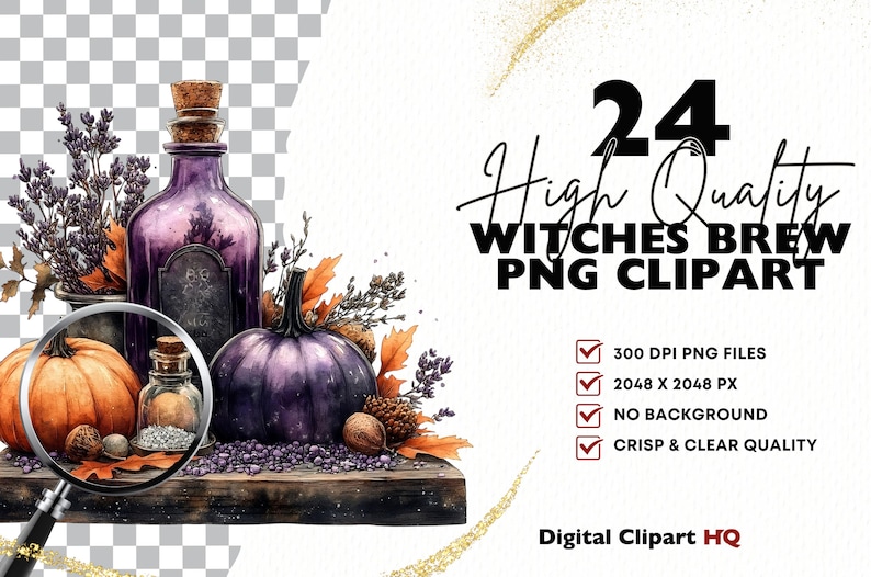 Witches Brew Clipart Bundle Watercolor Magic Potion Graphics PNG ...