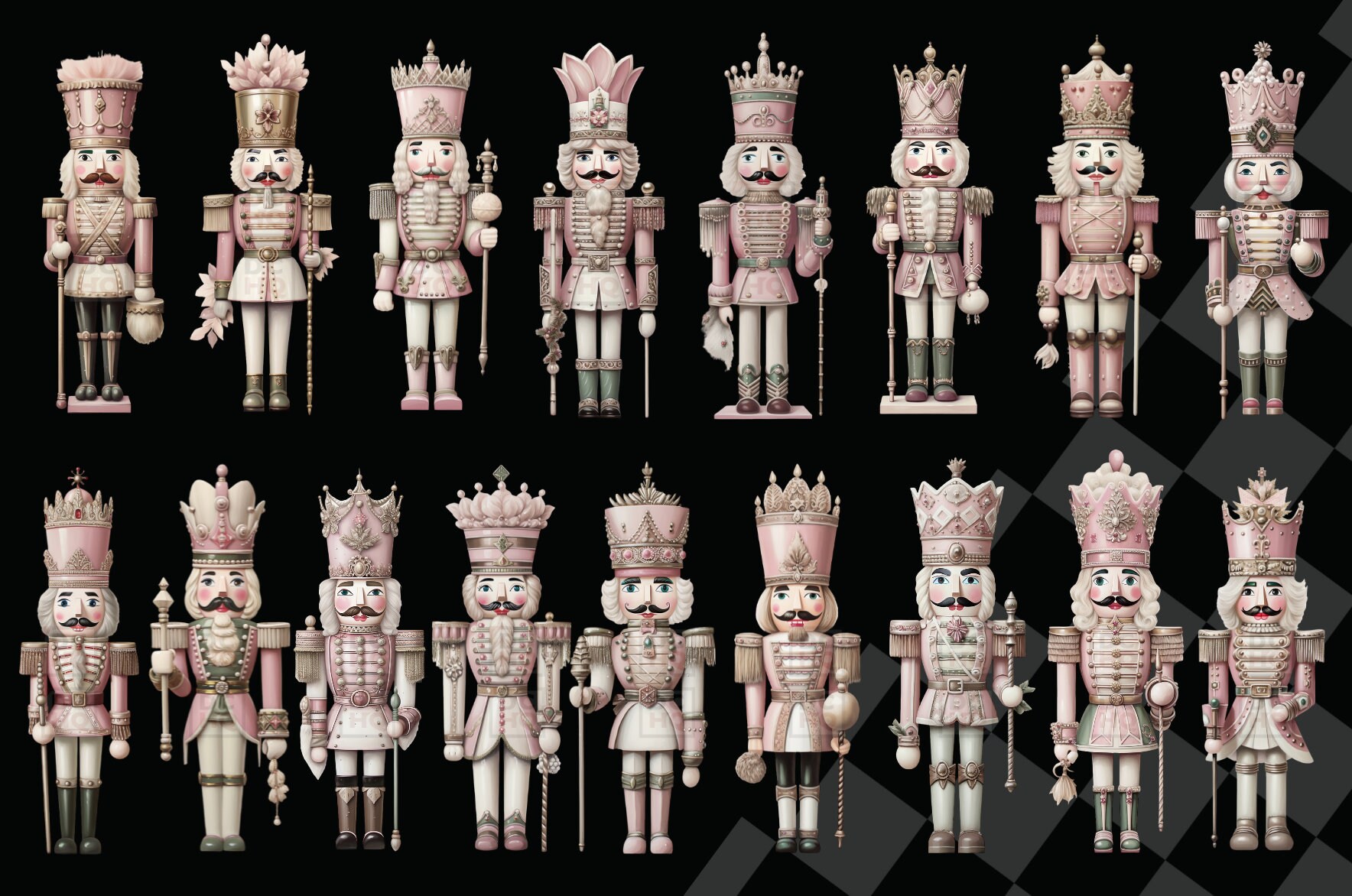 Pink Christmas Nutcracker Clipart Set, Yuletide Watercolor, Cute ...
