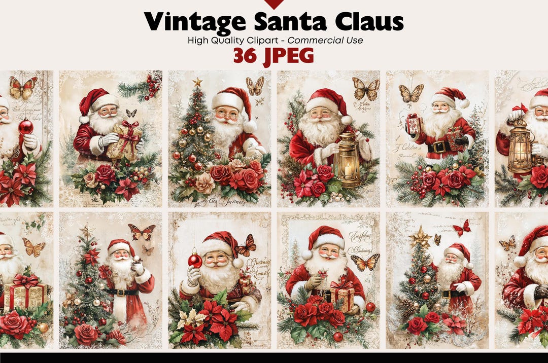 Watercolor Santa Claus Clipart Bundle Christmas Digital Holiday ...