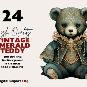 Vintage Teddy Bear Clipart Bundle, Magical Bear Watercolor, Cute Teddy ...