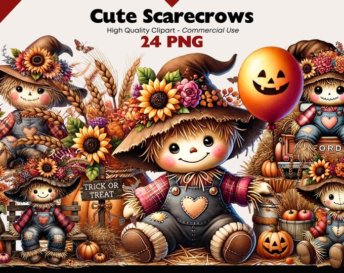 Cute Scarecrow Fall Png Sublimation Printable Etsy