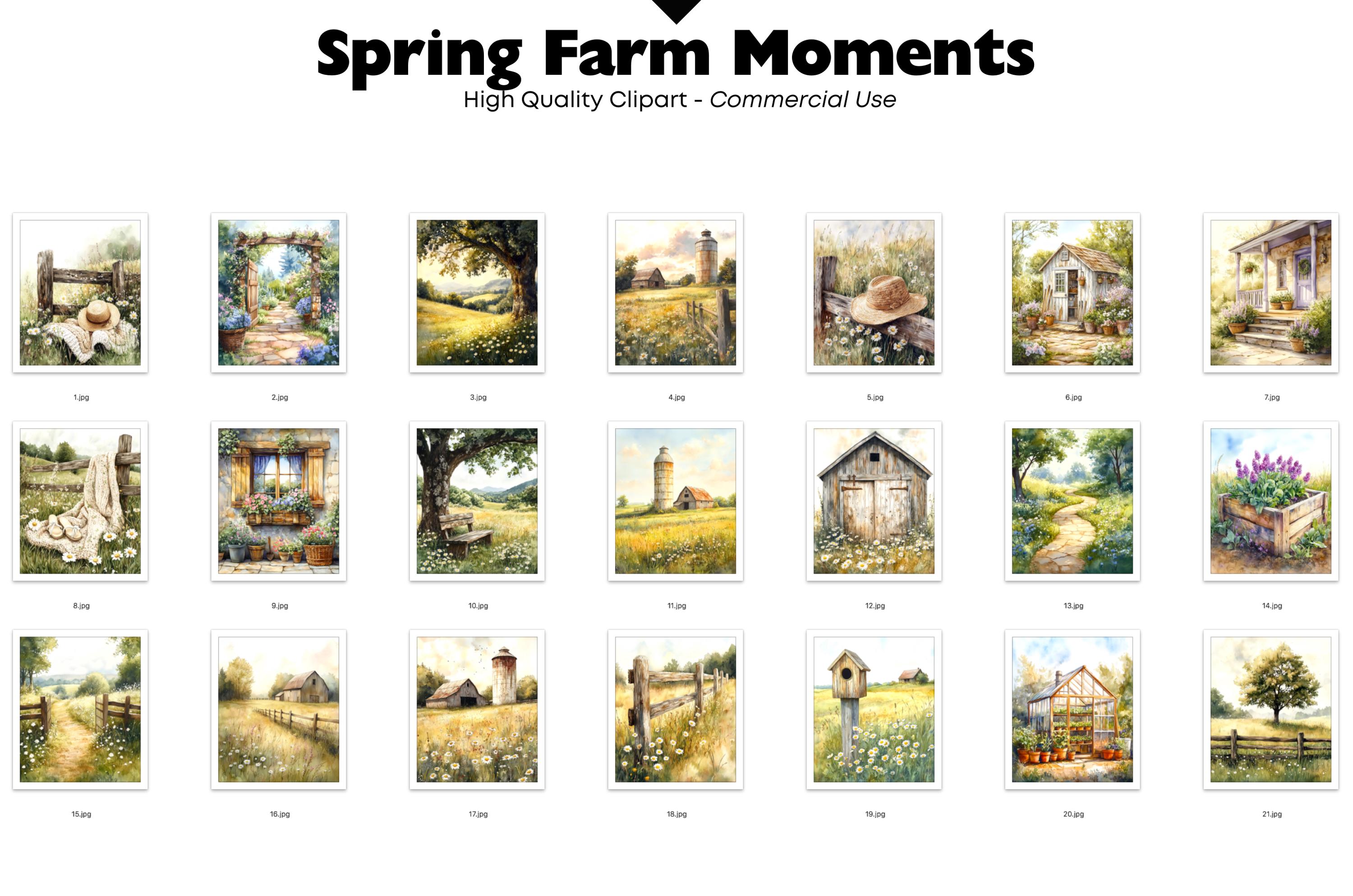 Spring Farm Clipart JPEG, Beautiful Nature Scenes, Rustic Countryside ...