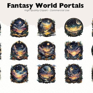 Fantasy World Clipart Bundle, Magical Land Watercolor, Fantasy Universe ...