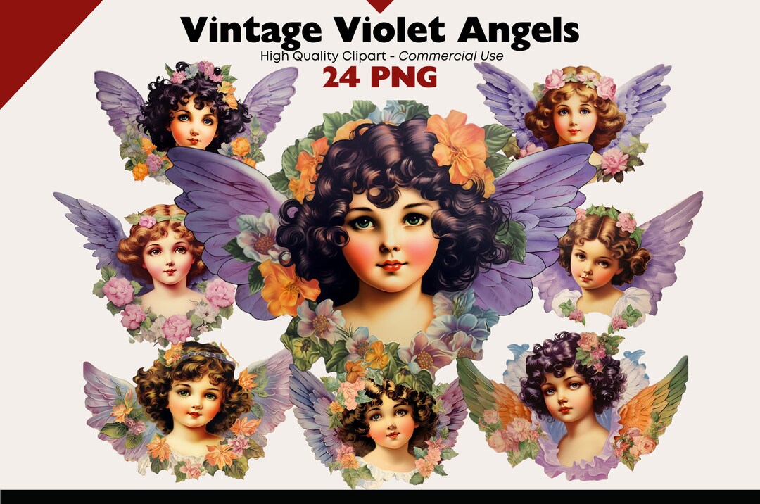 Vintage Angel Clipart, Classic Angel PNG Illustrations, Old-fashioned ...