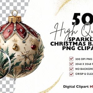 Christmas Ornaments Clipart Bundle Traditional Winter Graphics Digital ...