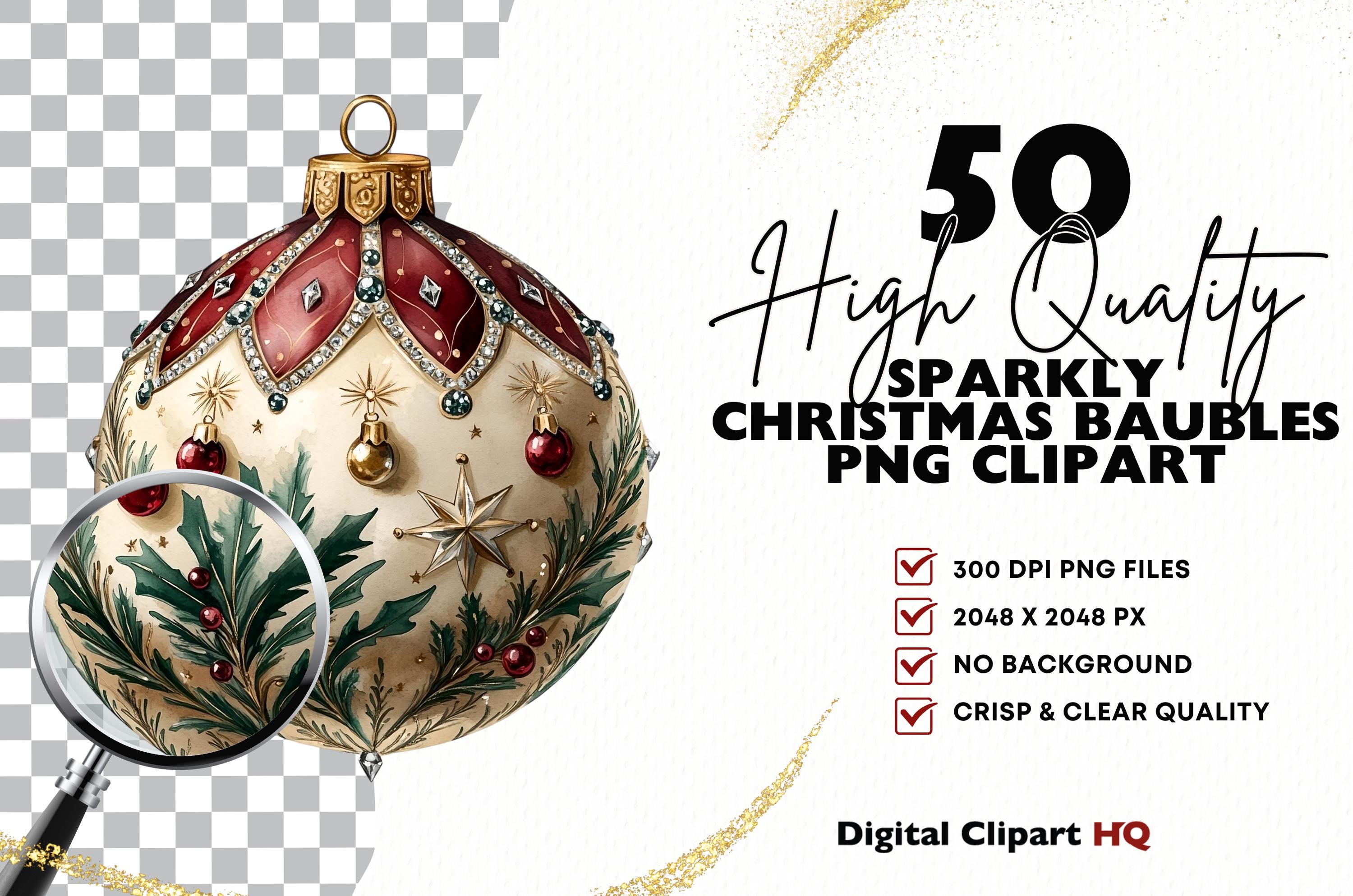 Christmas Ornaments Clipart Bundle Traditional Winter Graphics Digital ...