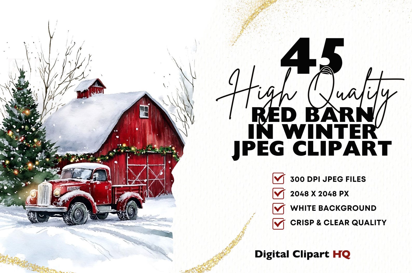 45 Winter Red Barn Scenery JPEG Graphics Commercial Use Snowy ...