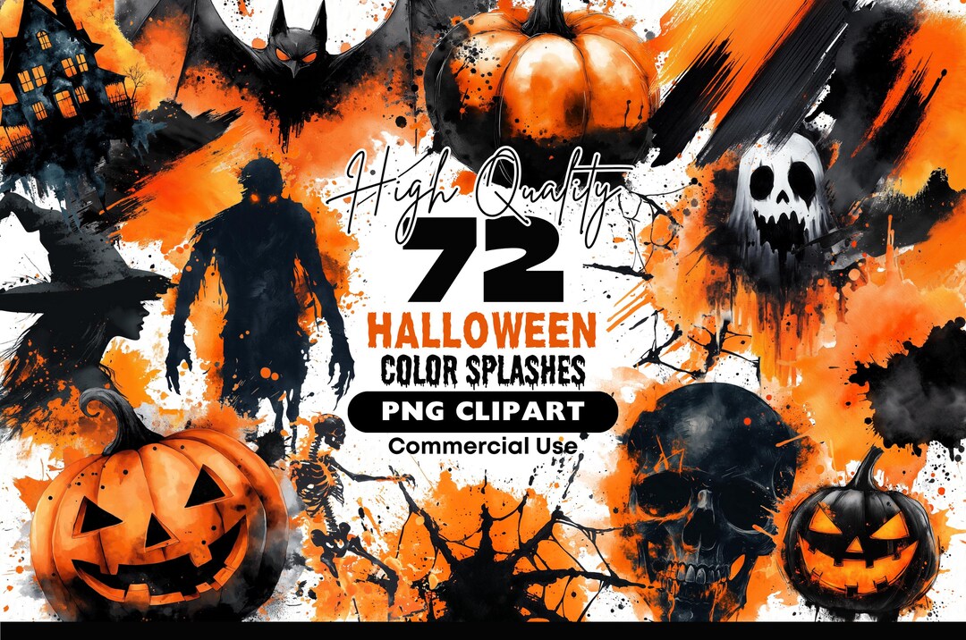 72 Halloween Color Splash Pngs – Scary Paint Splatter Clipart for ...