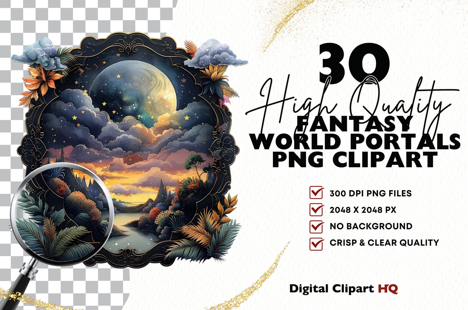 Fantasy World Clipart Bundle, Magical Land Watercolor, Fantasy Universe ...