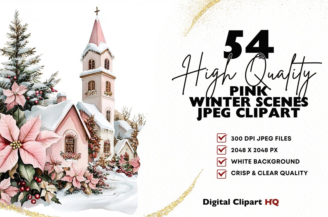 Winter Scenes Clipart Bundle Snowy Landscapes Graphics Digital Download ...