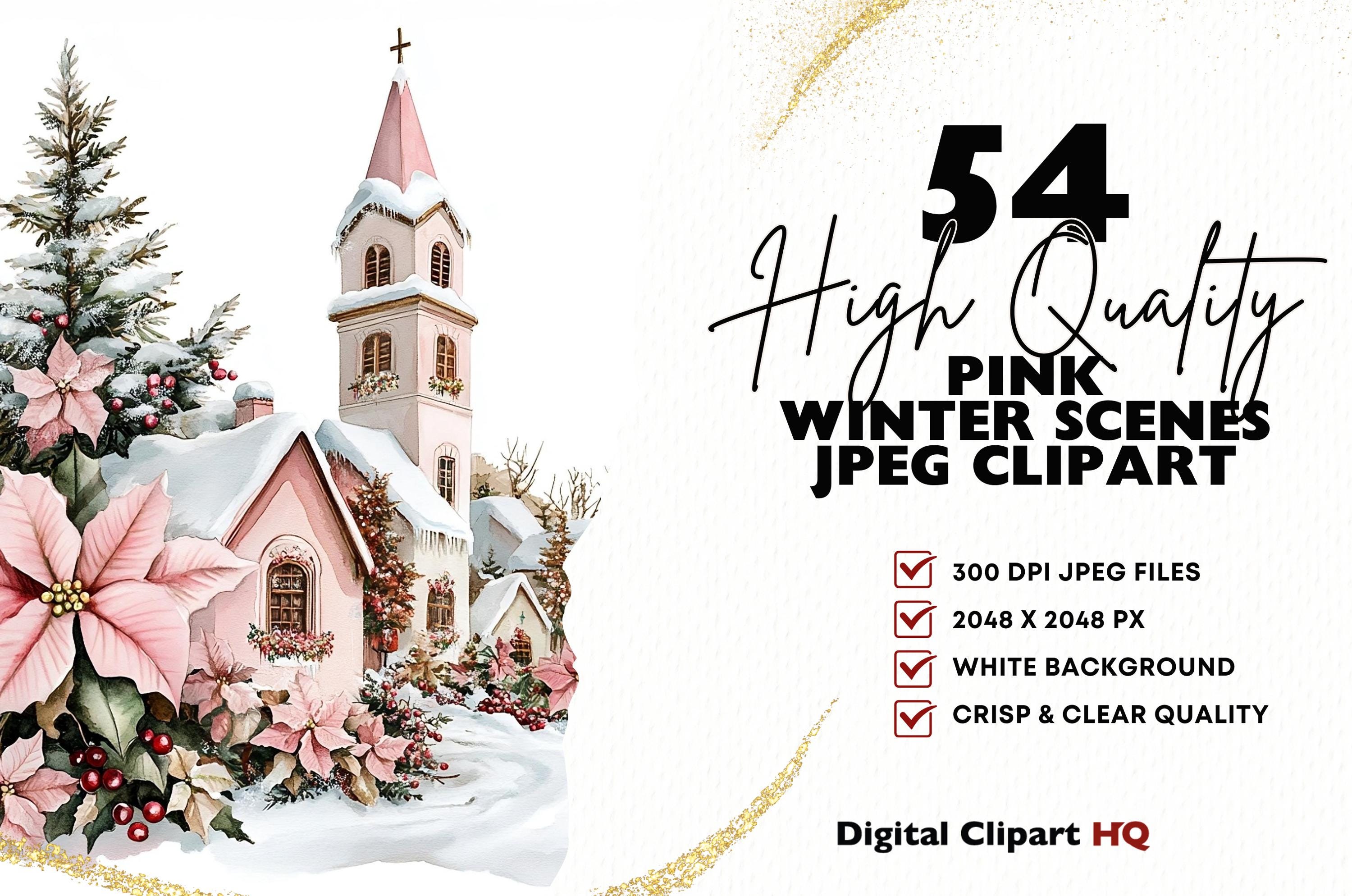 Winter Scenes Clipart Bundle Snowy Landscapes Graphics Digital Download ...
