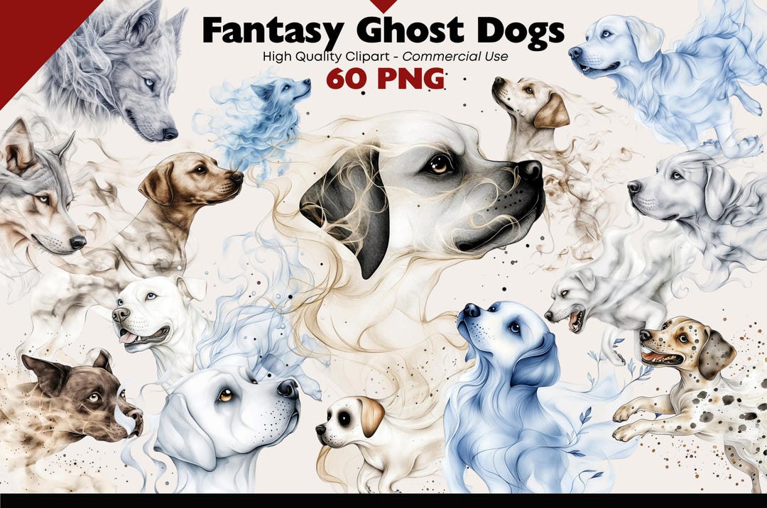 60 Fantasy Ghost Dogs Clipart Flying Puppy PNG Transparent Background ...