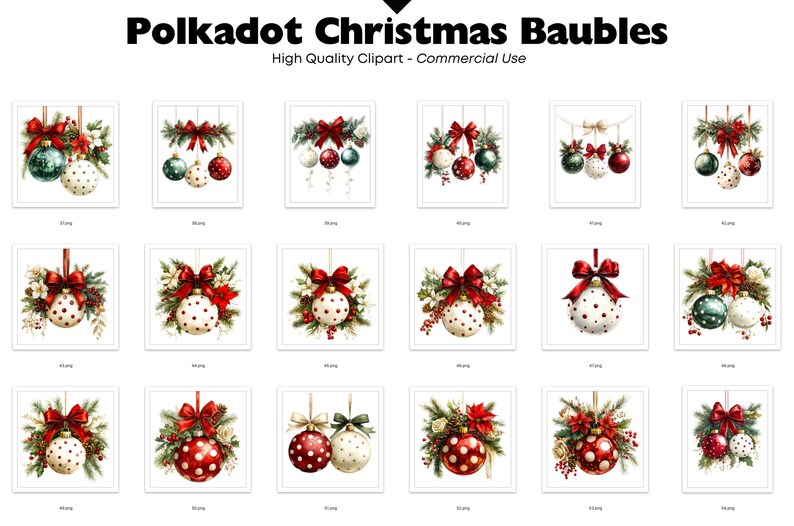 Polkadot Christmas Ornaments Clipart, Red Holiday Baubles PNG, Festive ...