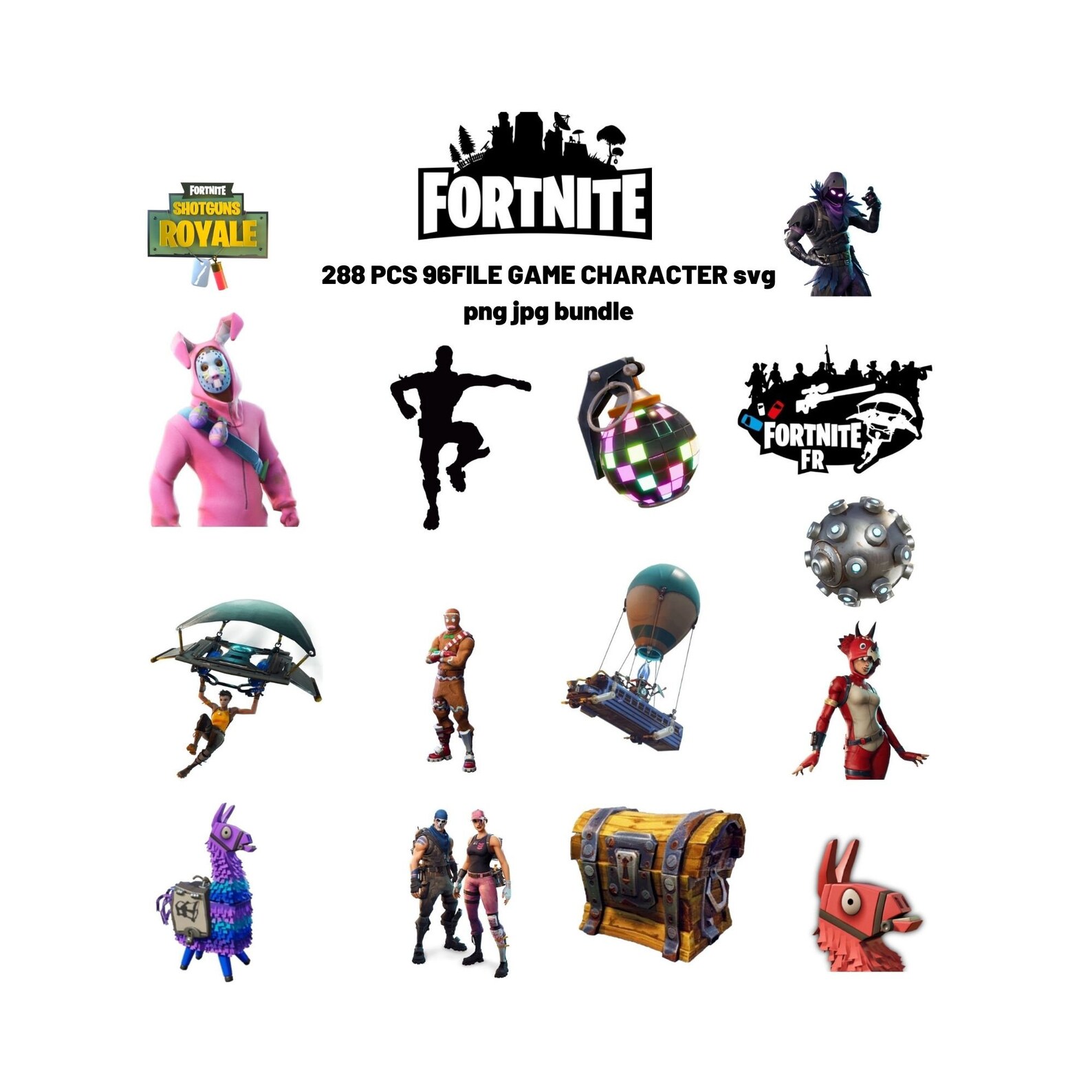 288 PCS 96FILE GAME CHARACTER Svg Png Jpg Bundle - Etsy