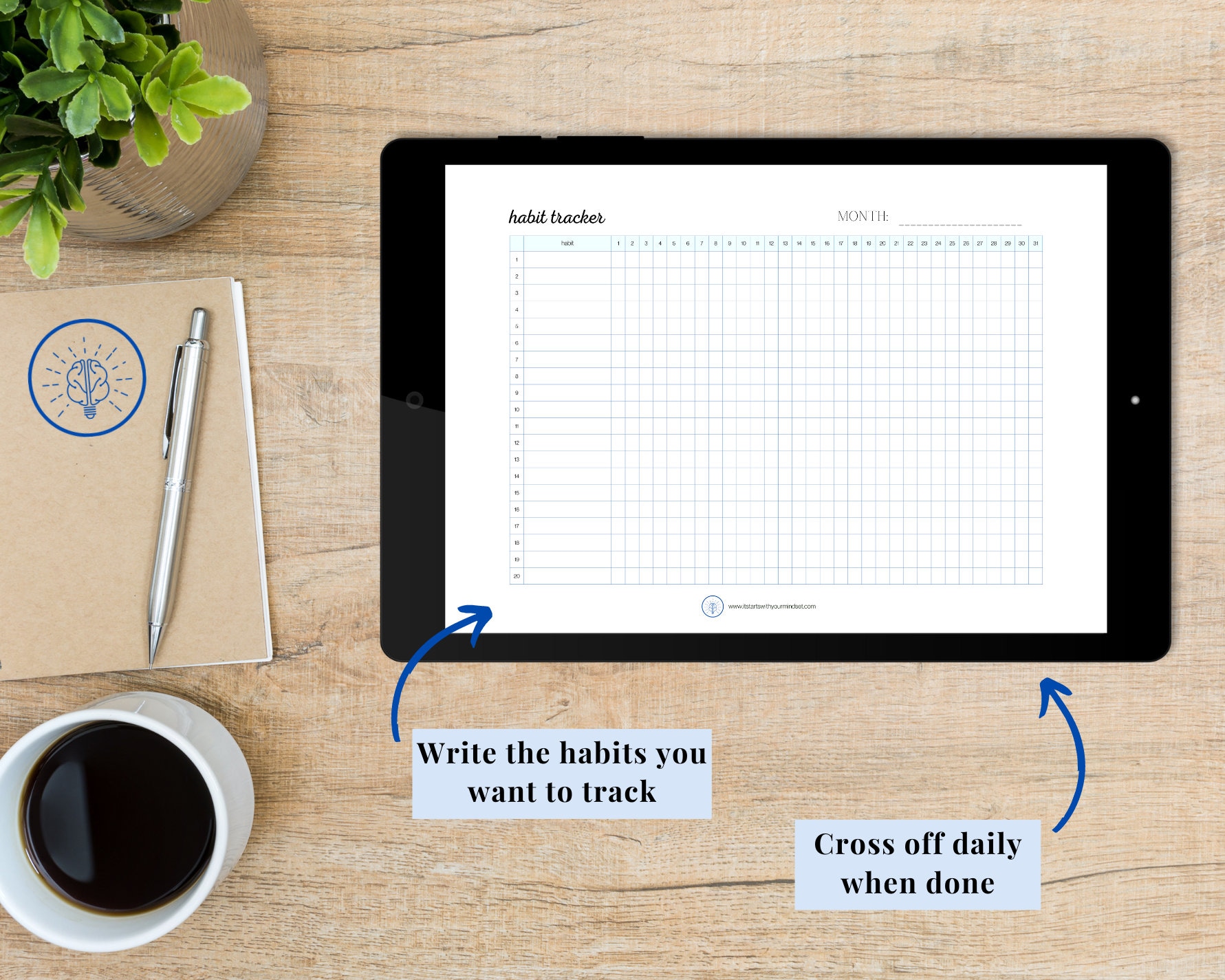Monthly Habit Tracker Printable, Landscape Habit Tracker, Routine ...