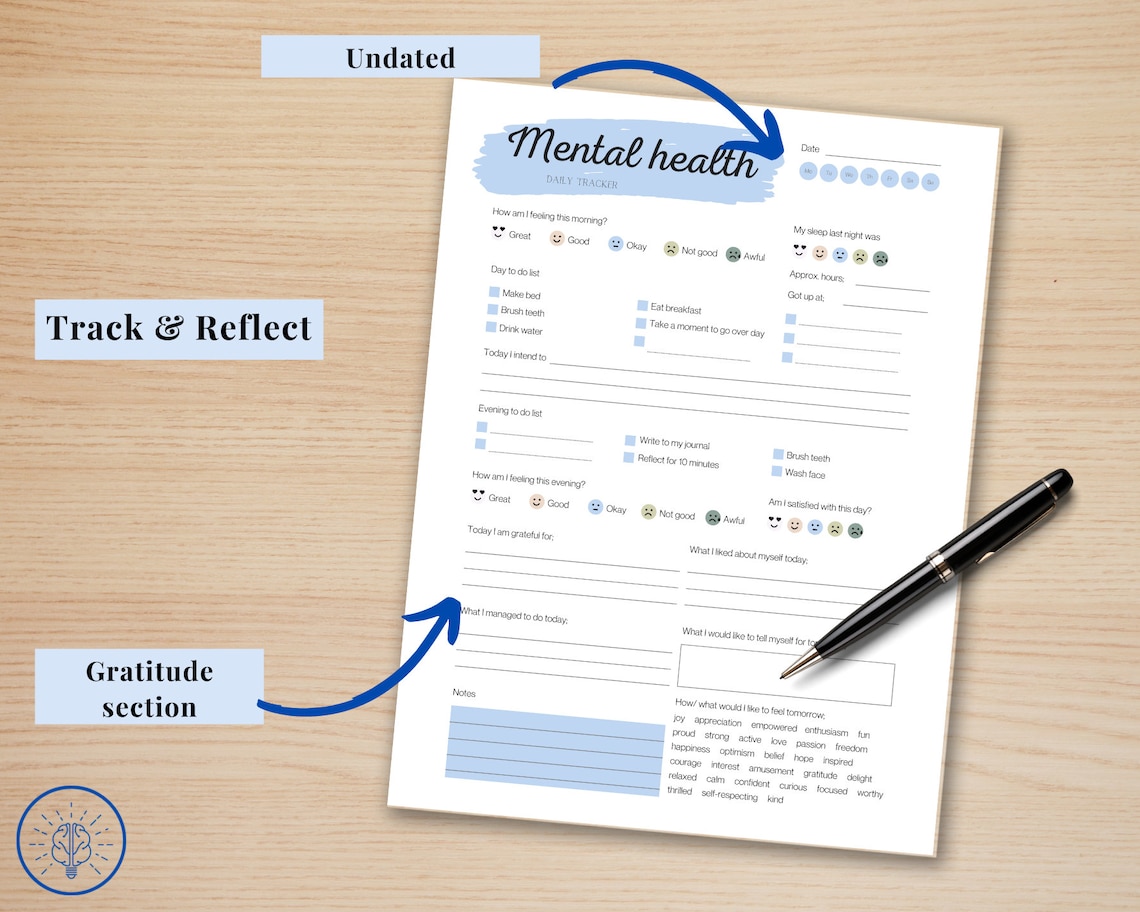 Daily Mental Health Tracker Printable Mental Health Tracker - Etsy
