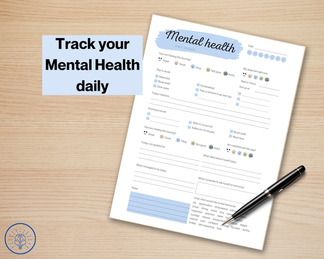 Daily Mental Health Tracker Printable Mental Health Tracker - Etsy