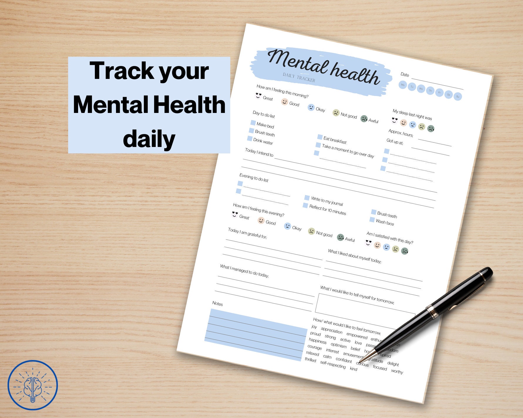 Daily Mental Health Tracker Printable Mental Health Tracker - Etsy