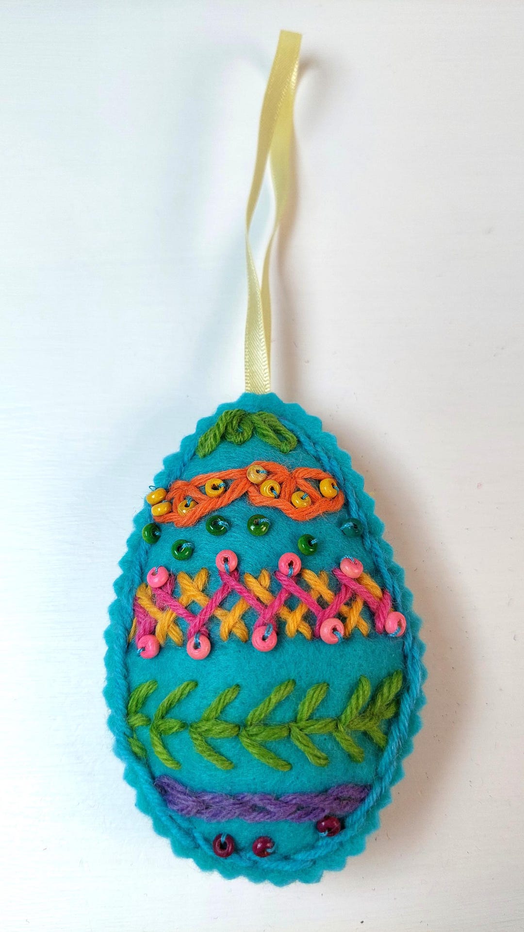Hand Embroidered Easter Egg, Felt Easter Ornament, Easter Decoration, Felt Egg, Spring Decor ...
