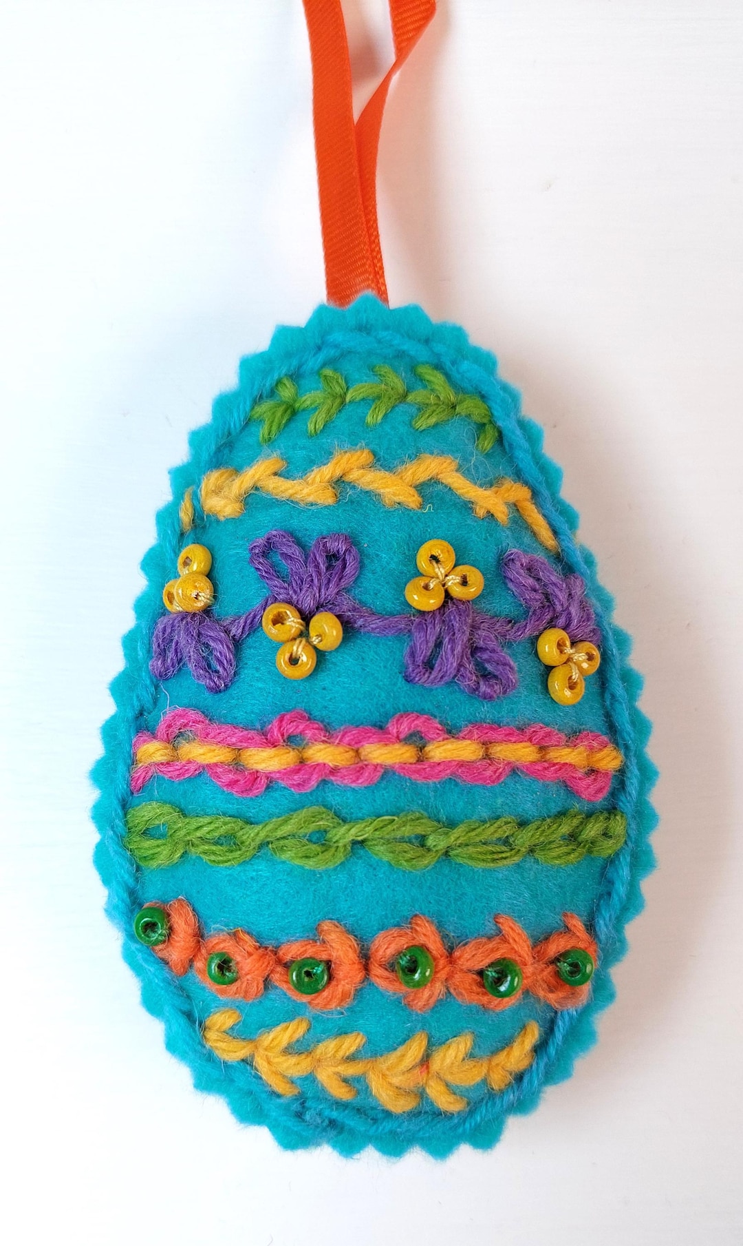 Hand Embroidered Easter Egg, Felt Easter Ornament, Easter Decoration, Felt Egg, Spring Decor ...