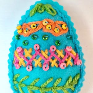 Hand Embroidered Easter Egg, Felt Easter Ornament, Easter Decoration, Felt Egg, Spring Decor ...