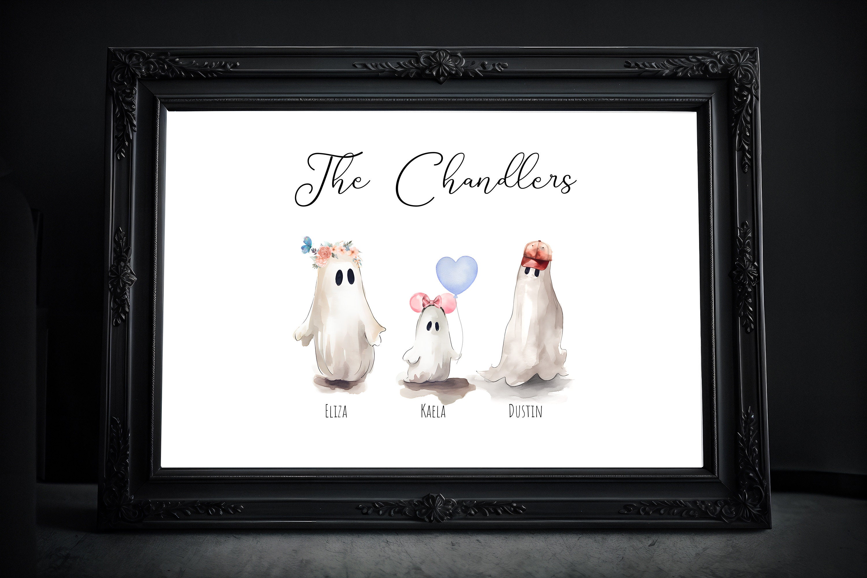Personalized Ghost Family Print, Gothic Home Decor, Halloween Ghost ...