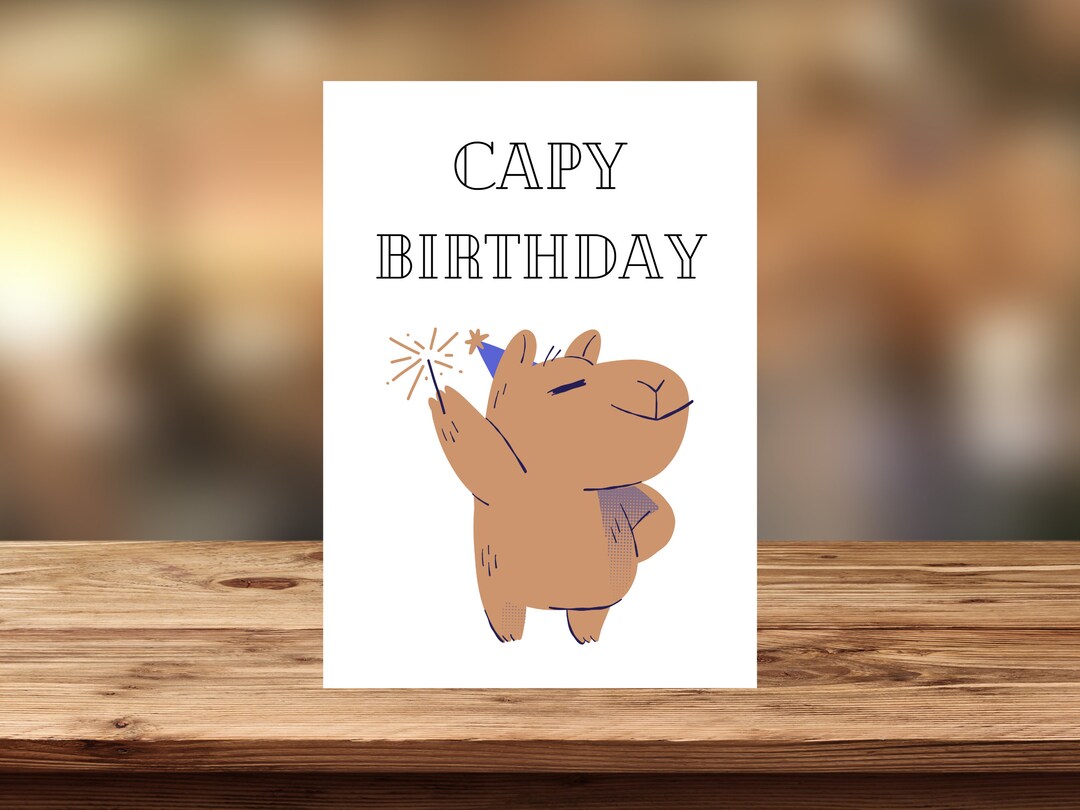 Capybara Birthday Card | Instant Download - Etsy
