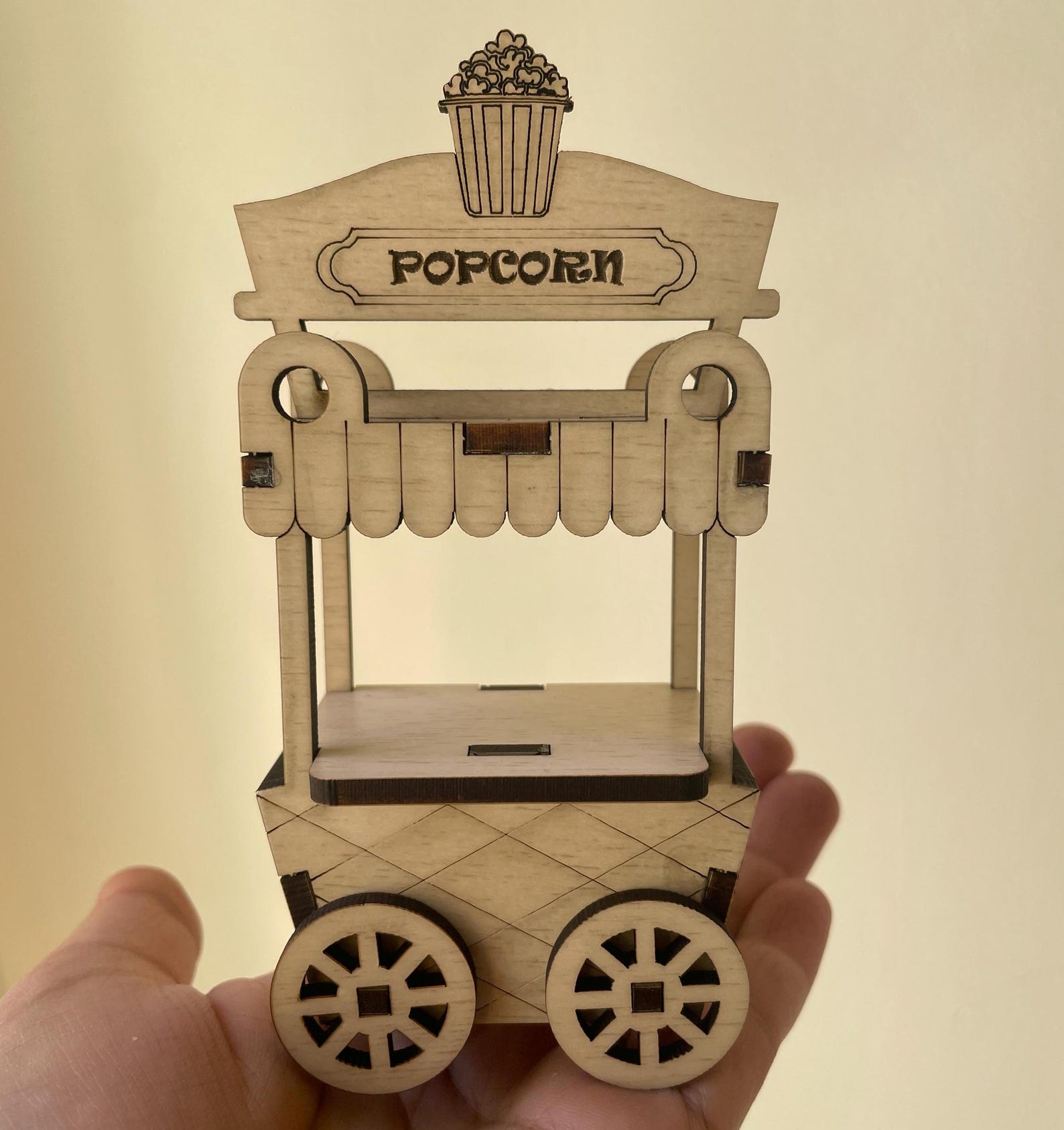 Handmade Laminated Wooden Popcorn Cart , Mini Popcorn Cart, Mini Snacks ...