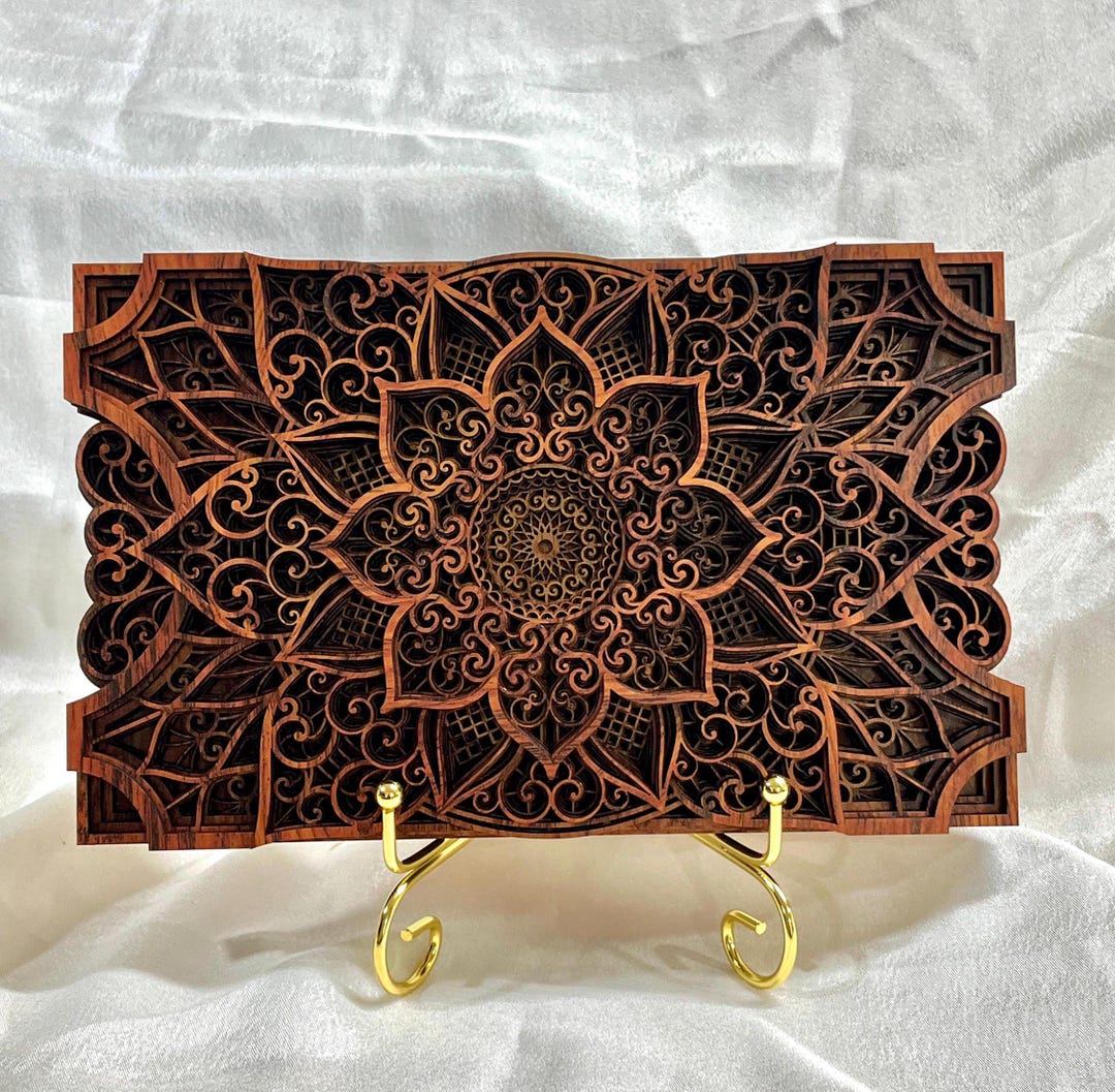 Miniature Wooden Mandala Art, Dollhouse Home Decor, Handcrafted Mandala ...