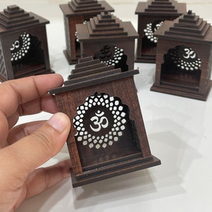 Miniature Walnut Wooden Temple (6cm), Mini Temple , Indian Wooden House ...