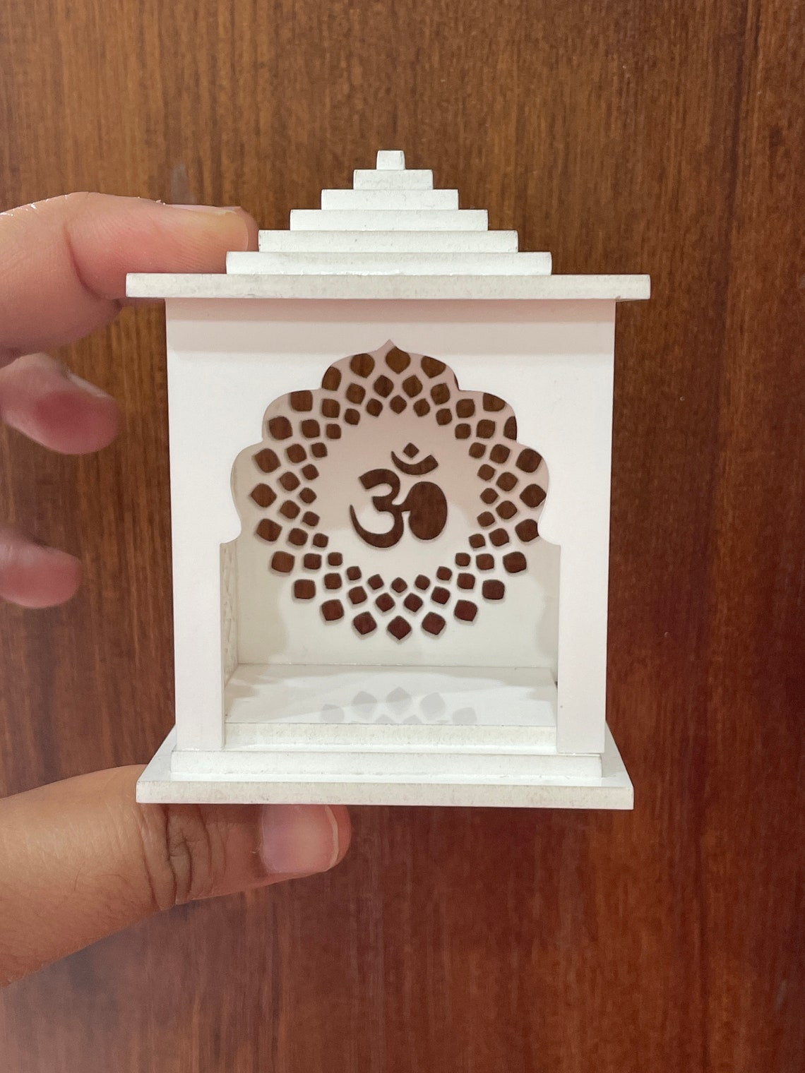 Miniature White Acrylic Temple (6cm), Mini Temple , Indian Wooden House ...