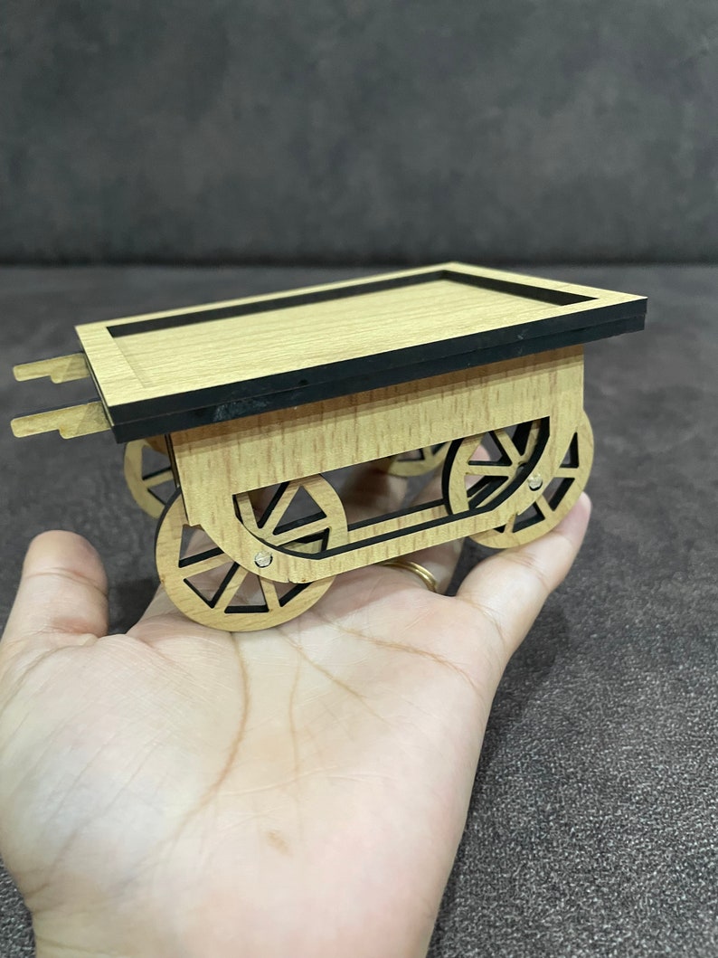 Wooden Cart on Wheels, Wooden Cart Serving Tray, Big Trolley for ...